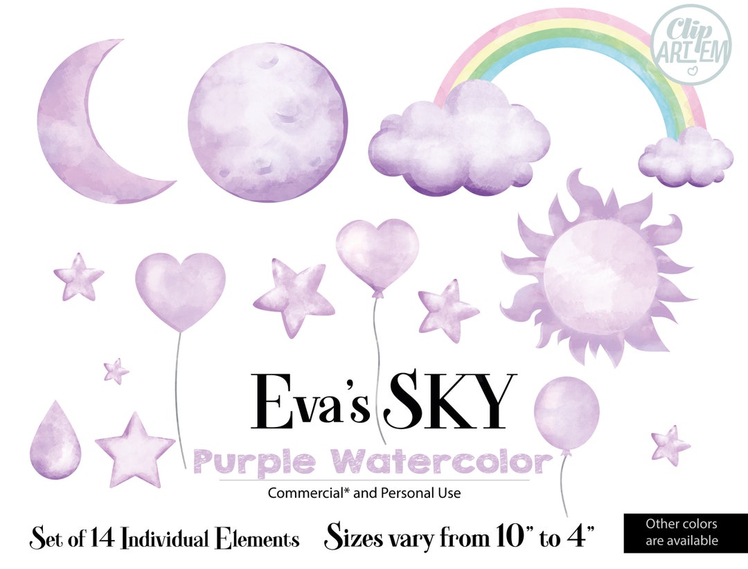 Baby Purple Sky Clip Art, Watercolor High Quality Images for Any ...