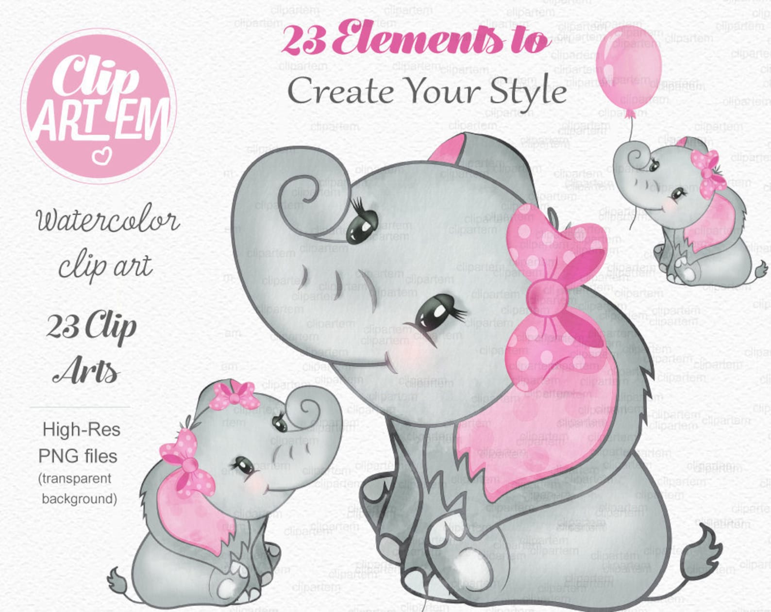Elephant Girl Clip Art Watercolor. Watercolor Baby Elephant | Etsy