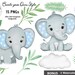 Boy Elephant Clip Art, Cute Little Watercolor Blue Elephants With Light ...