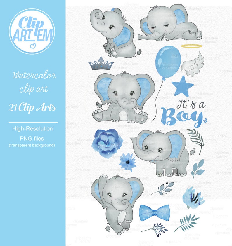 Elephant Boy clip art watercolor. Watercolor Baby Peanut | Etsy