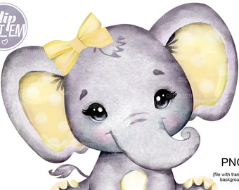 Purple Girl Elephant Clip Art Watercolor Very Cute Little | Etsy Canada