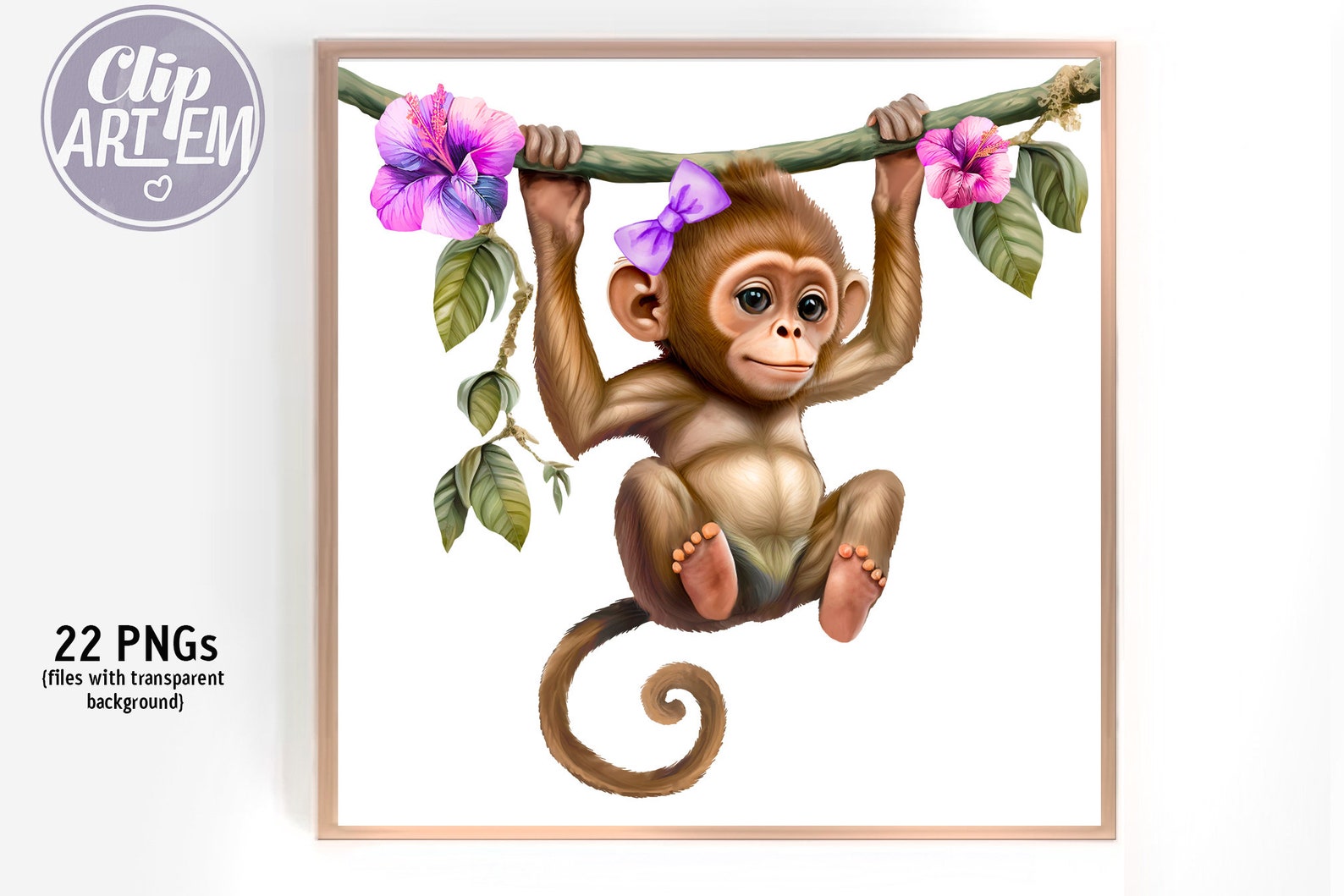 Monkey Clip Art BUNDLE Watercolor Baby Young Monkey Boy and - Etsy