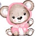 Girl Teddy Bear Cute Little Baby Bear in Pink Cloth, Pink Brown Cub ...