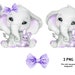 Elephant With Rabbit, Purple Girl Elephant With Rabbit Toy, Baby Shower ...