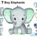 Watercolor Elephant Boy Clip Art, Baby Blue Elephant, Mint Green ...