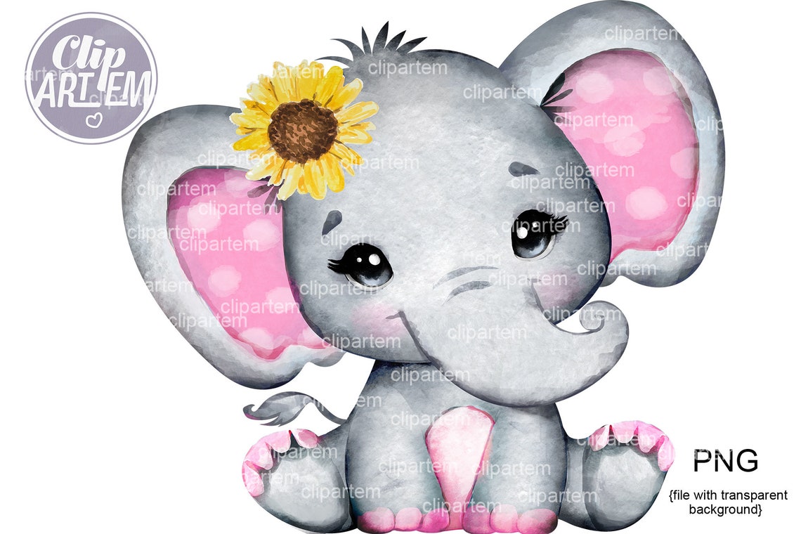 Elephant Sunflower Baby Shower Decorations, Elephant Baby Girl Pink ...