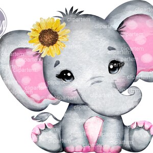 Elephant Sunflower Baby Shower Decorations, Elephant Baby Girl Pink ...
