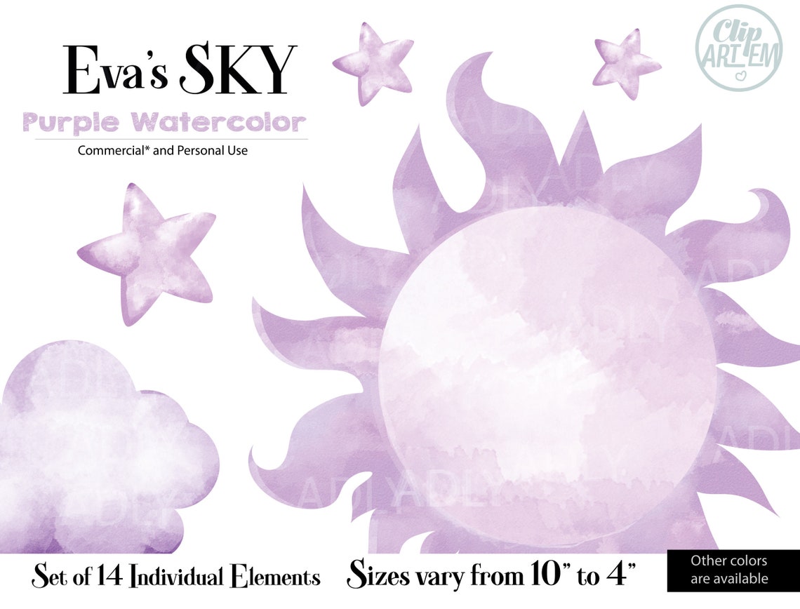 Baby Purple Sky Clip Art Watercolor High Quality Images for - Etsy