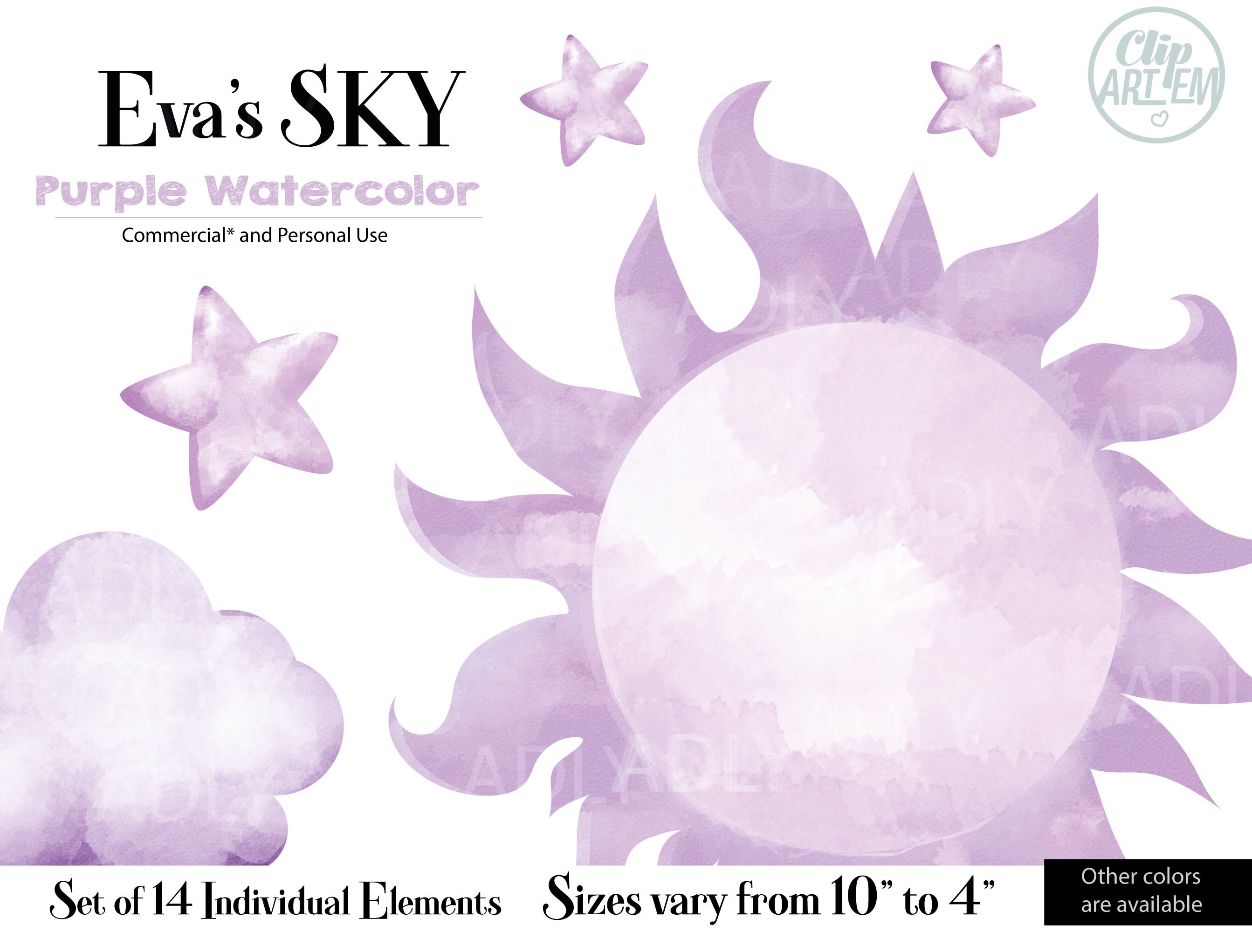Baby Purple Sky Clip Art, Watercolor High Quality Images for Any ...