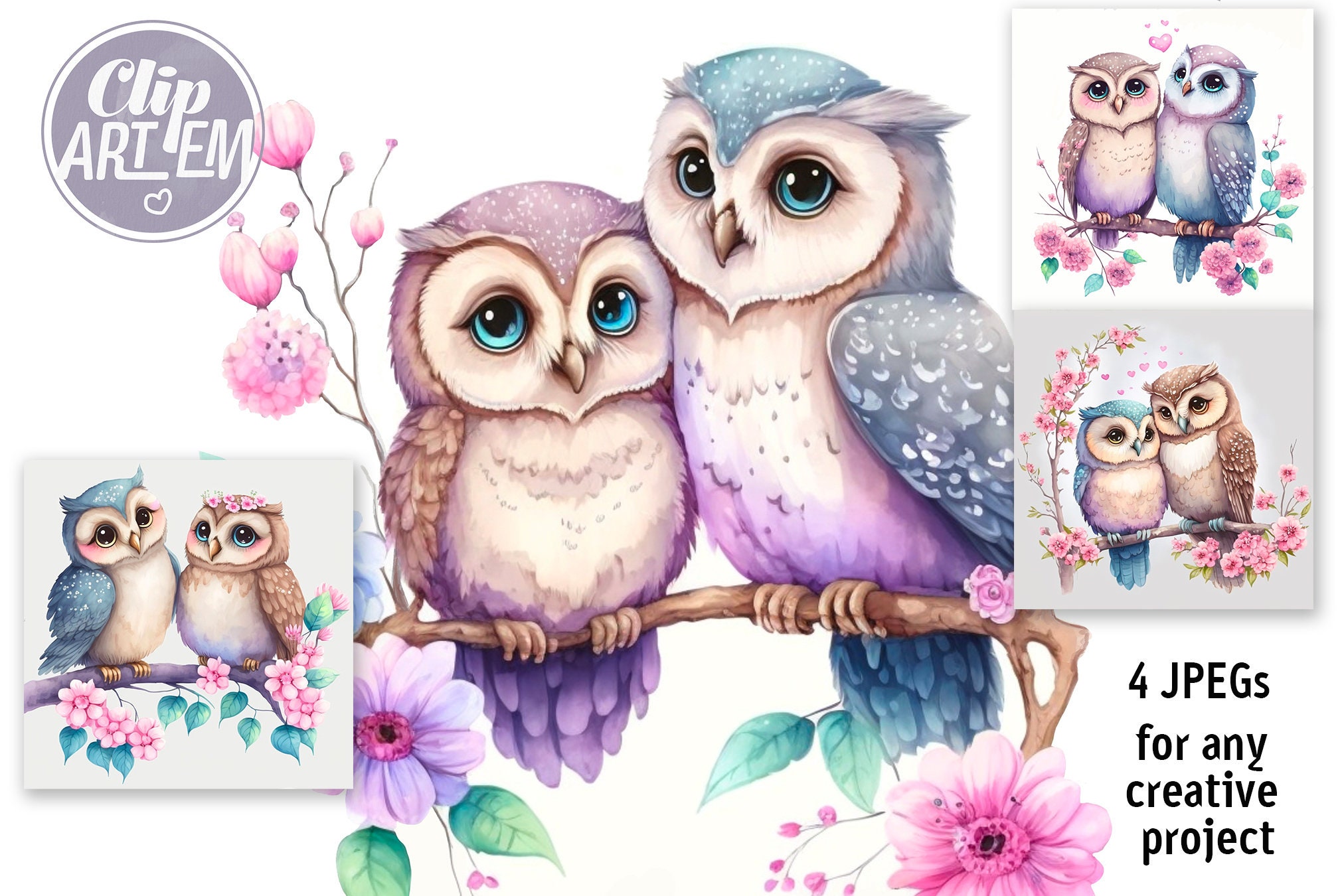 Two Owls in Love Wall Art Print Digital File. Love Owls - Etsy