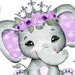 Princess Elephant With Crown Purple Floral Png Image | Table Decor ...