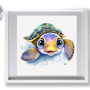 Baby Turtle Bundle Wall Art, Cute Little Turtles for Boy and Girl Nursery, Wall Hanging, Wall ...