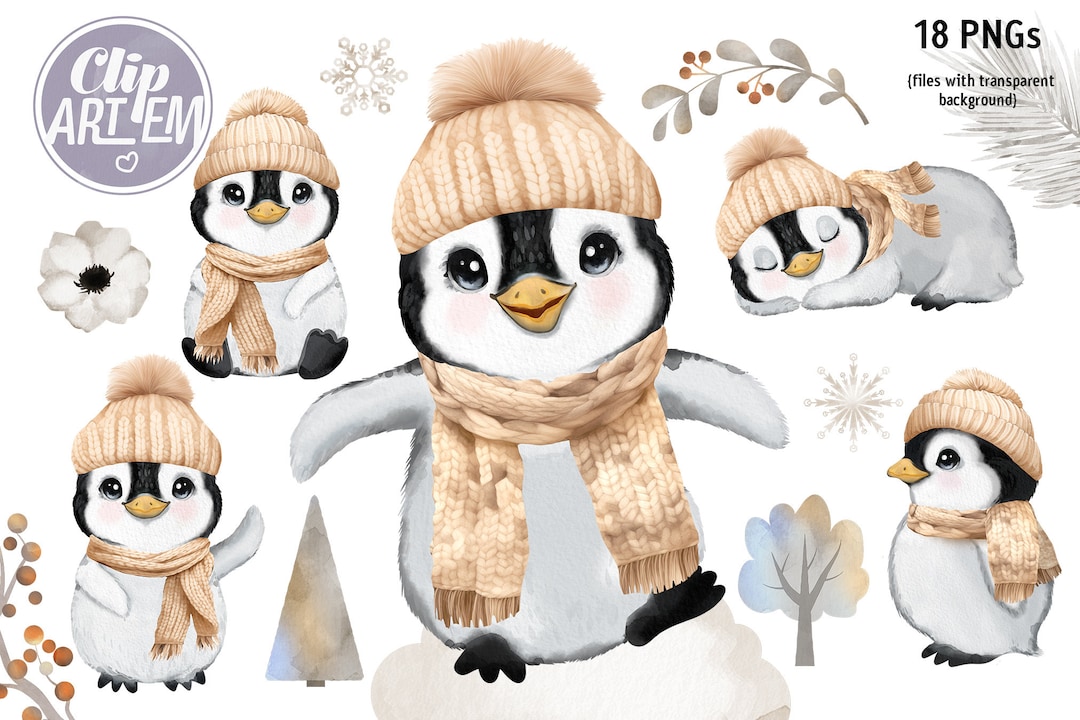 Winter Penguins 18 Png Images Gender Neutral Baby Penguins For - Etsy
