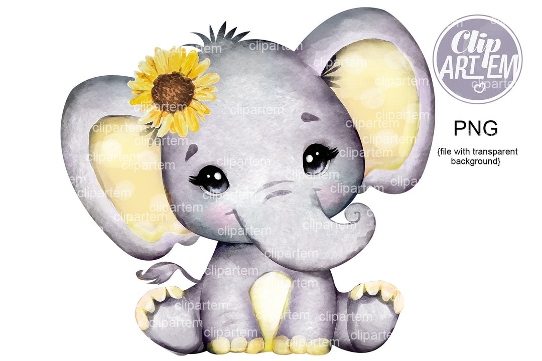 Elephant Sunflower Baby Shower Decorations, Elephant Baby Girl Yellow ...