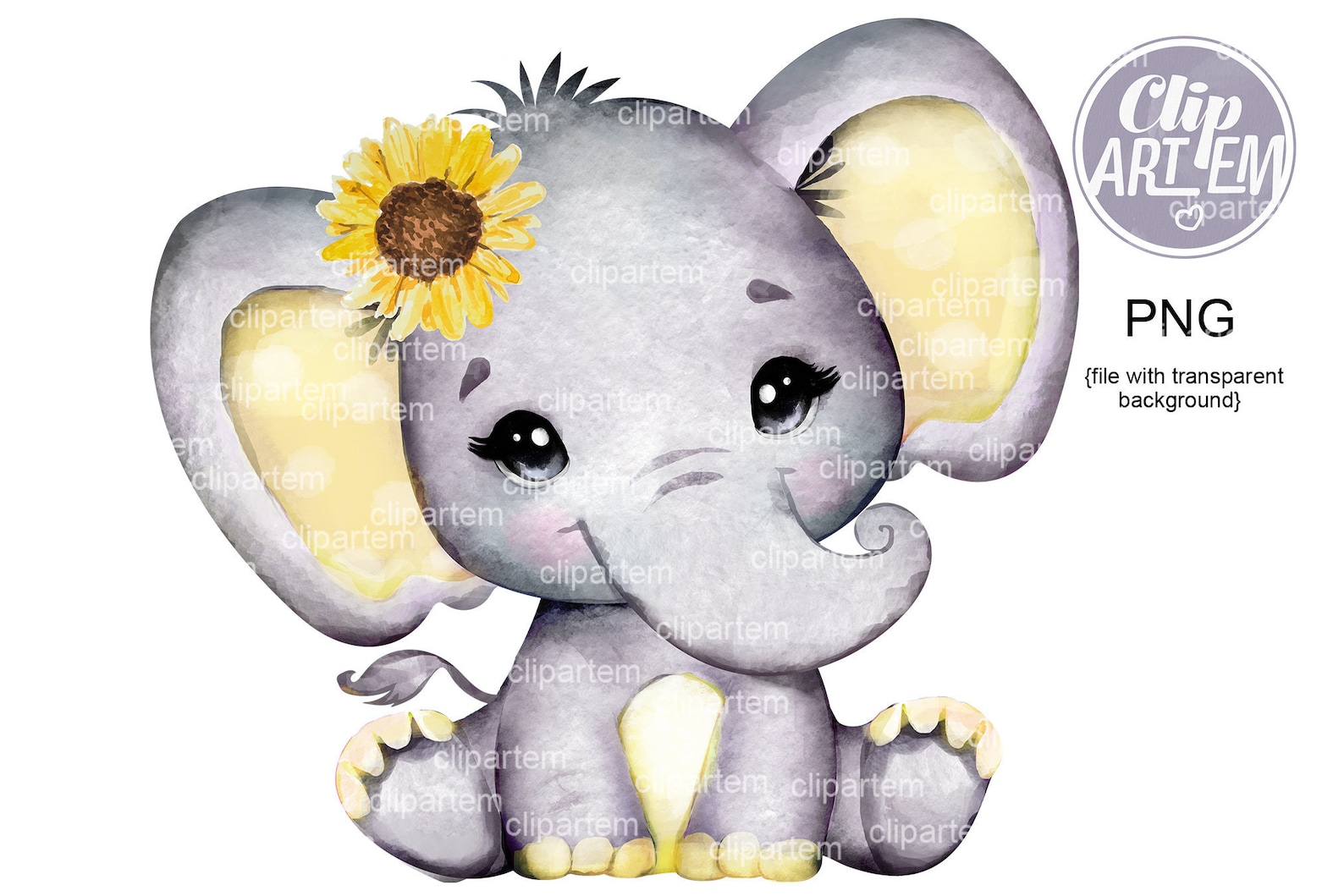 Elephant Sunflower Baby Shower Decorations, Elephant Baby Girl Yellow ...