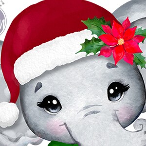 Christmas Elephant Watercolor Clip Art, Happy Holidays Girl Elephant ...