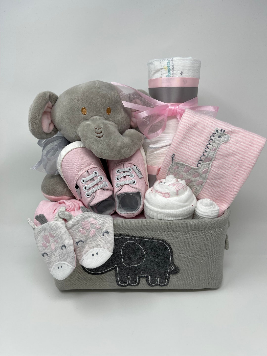 Welcome Baby Basket, Baby Girl Gift Basket, Baby Shower, New Mom, New ...