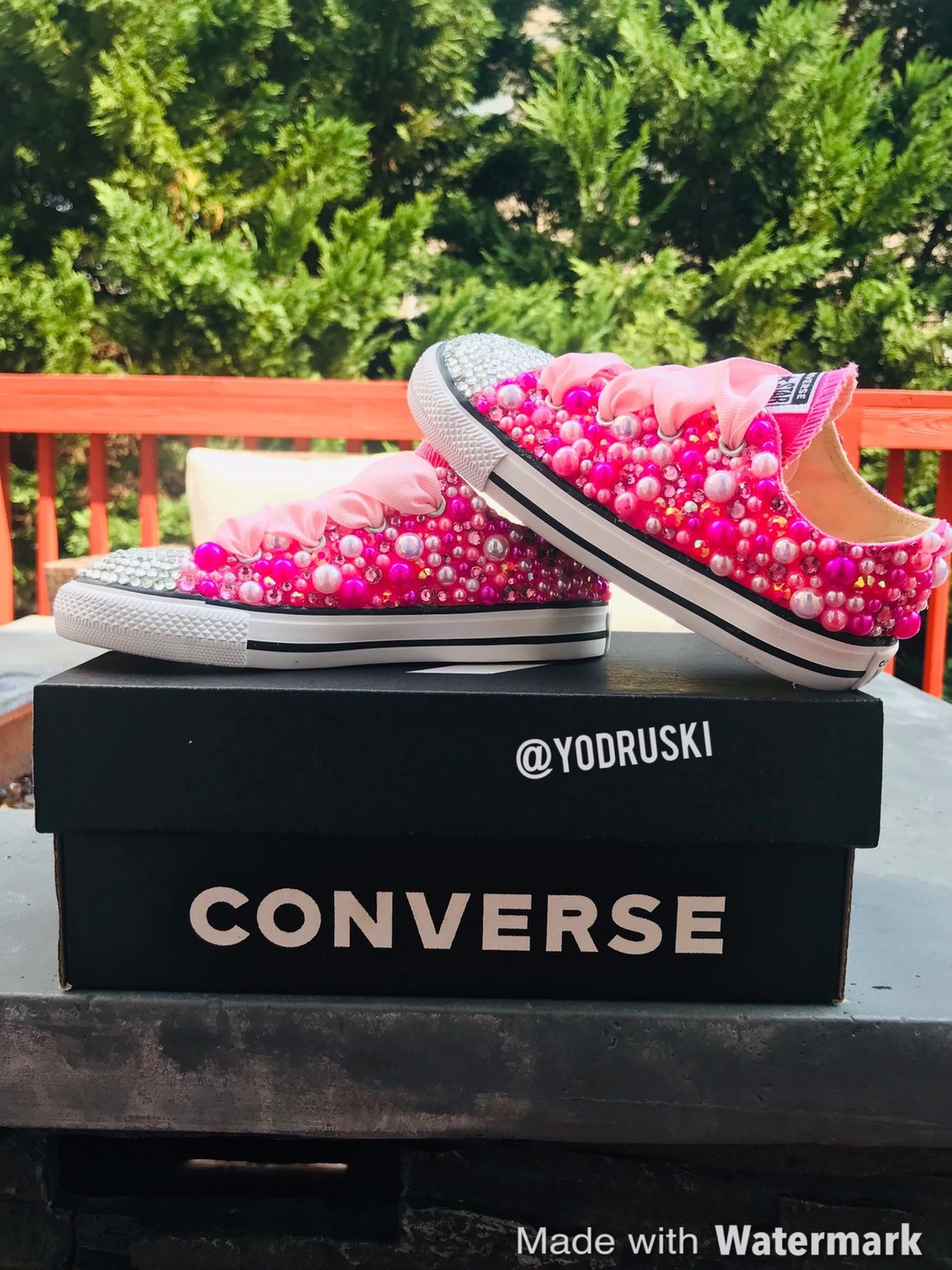 Pink Pearl Converse Custom Converse Bedazzled Converse | Etsy