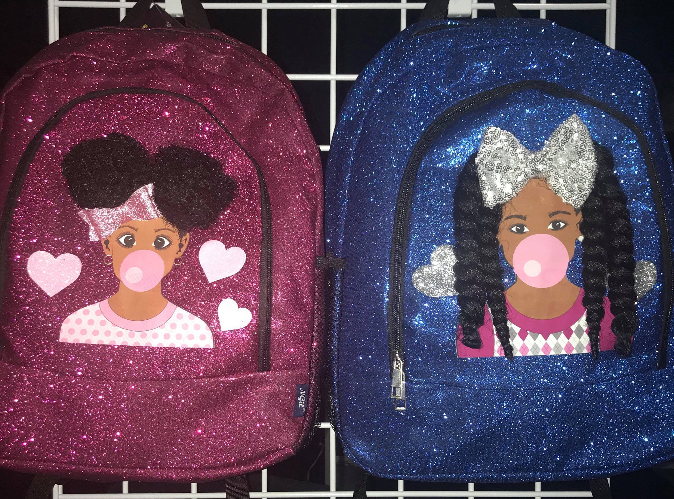 3D Glitter Backpack Bag With Hair Book Bag With Hair | Etsy
