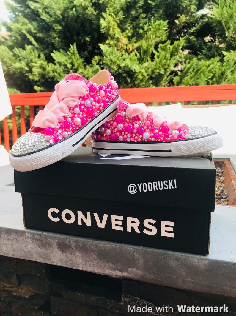 Pink Pearl Converse Custom Converse Bedazzled Converse - Etsy
