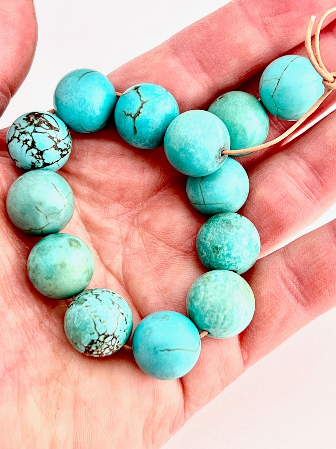 BIG Round Chinese Turquoise Bead Set, DIY Necklace or Bracelet, NOS - Etsy