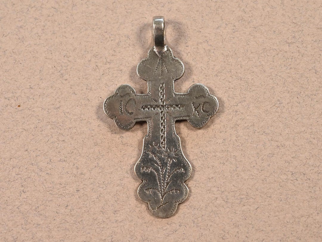 Sterling Silver Christogram Cross Pendant, Antique-style Floral ...