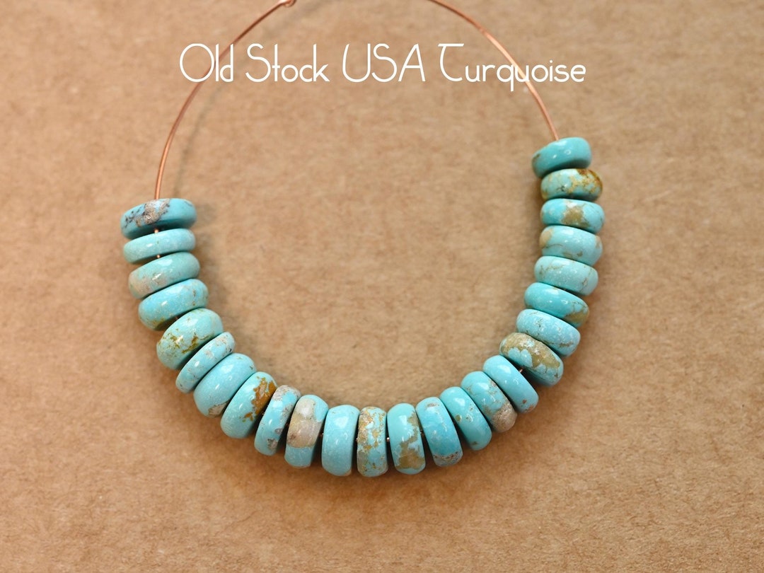 Graduated USA Turquoise Disc Beads, Old Stock, Wonderful Light Blue ...