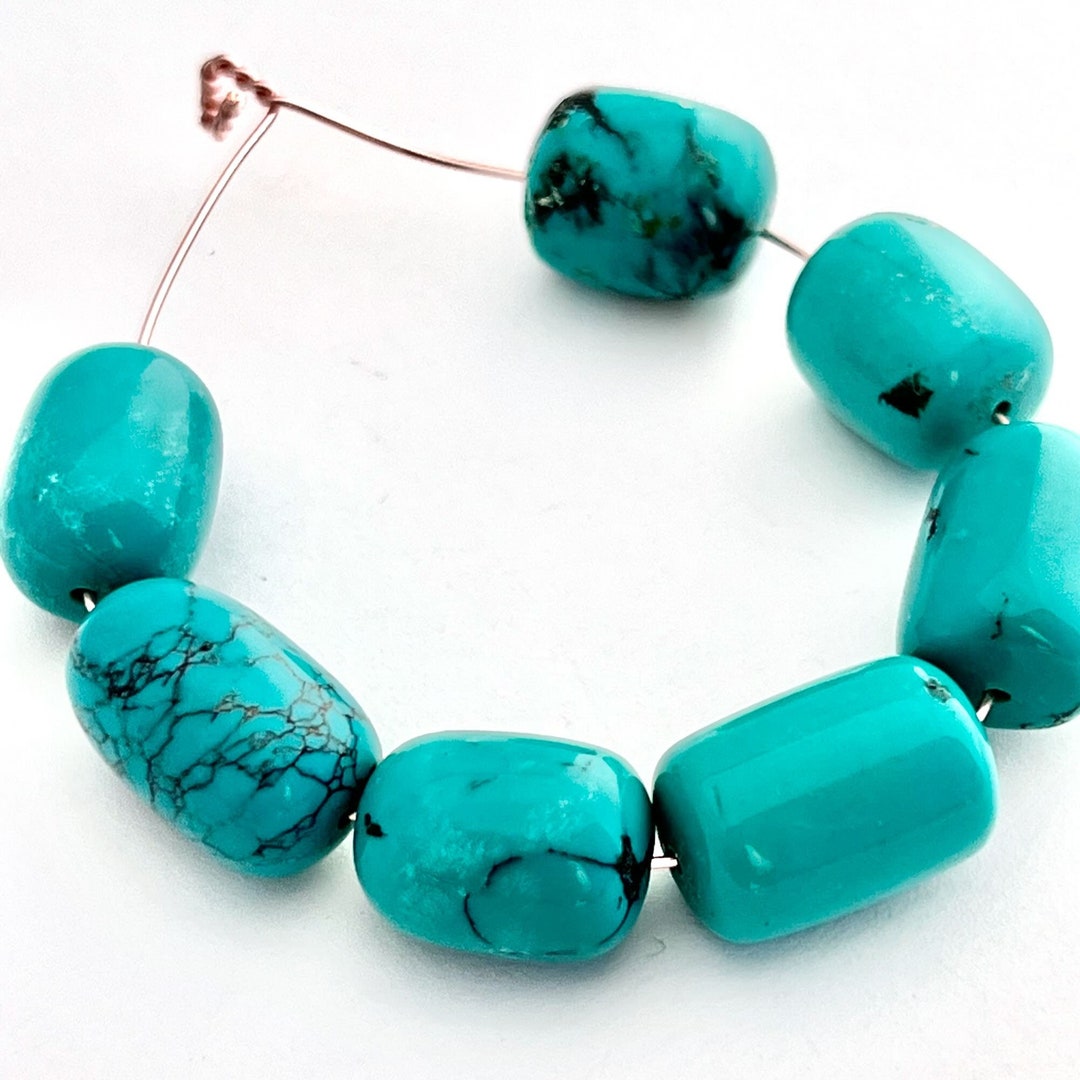Gorgeous Genuine Turquoise Barrel Beads, BIG With Matrix, Chinese ...
