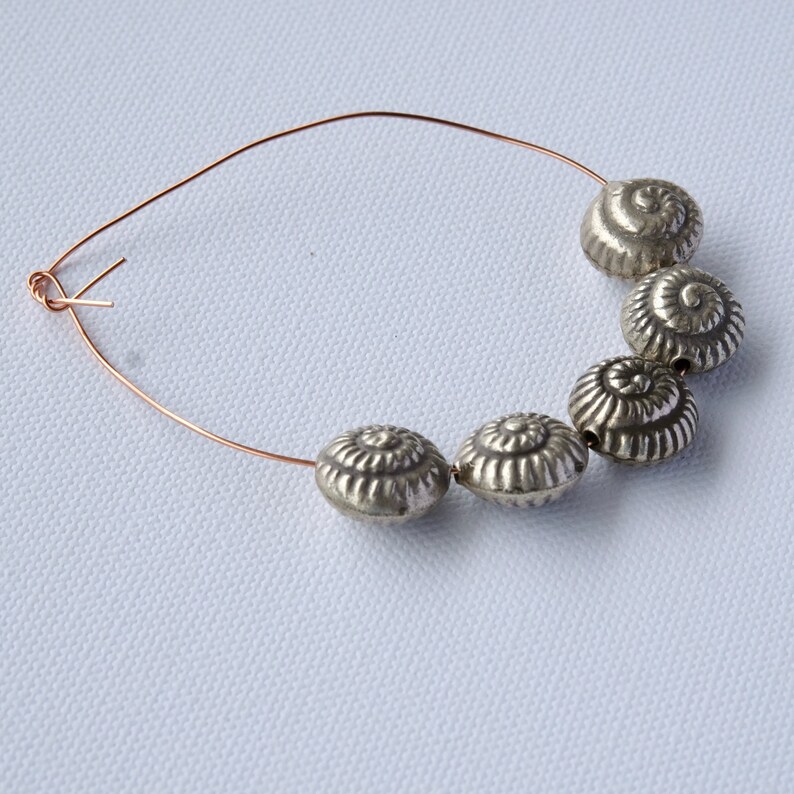 Set of 5 Fine Silver Snail Focal Beads, Thai Hill Tribe Silver, Ocean ...