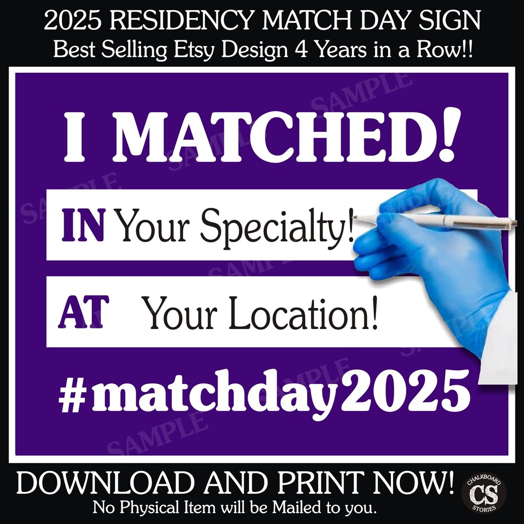 Match Day Residency 2025 Sign, Medical Doctor Graduation Sign, BEST ...