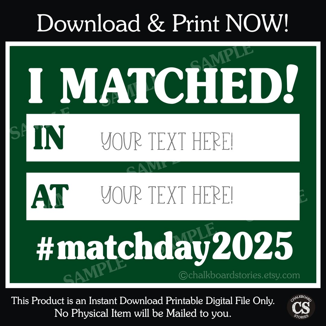 Match Day Residency 2025 Sign, Medical Doctor Graduation Sign, BEST ...