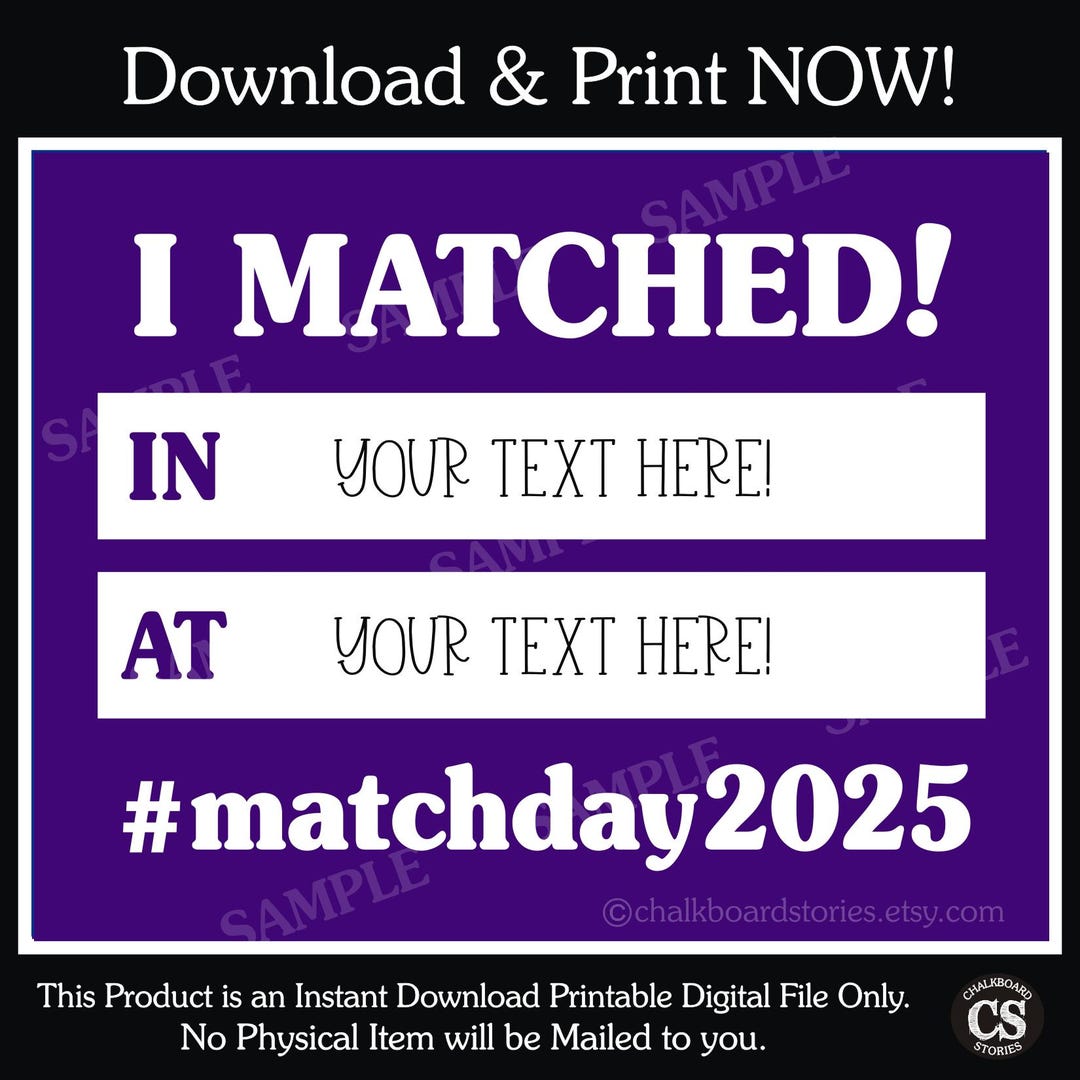 MATCH DAY Sign, 2025 Residency Medical Doctor Sign, Match Day Printable ...