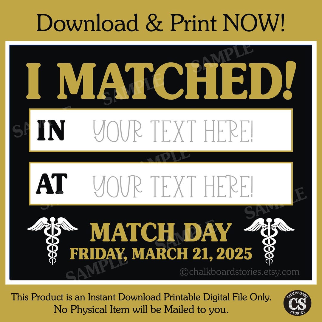 Match Day Residency 2025 Sign, Medical Doctor Graduation Sign, BEST ...
