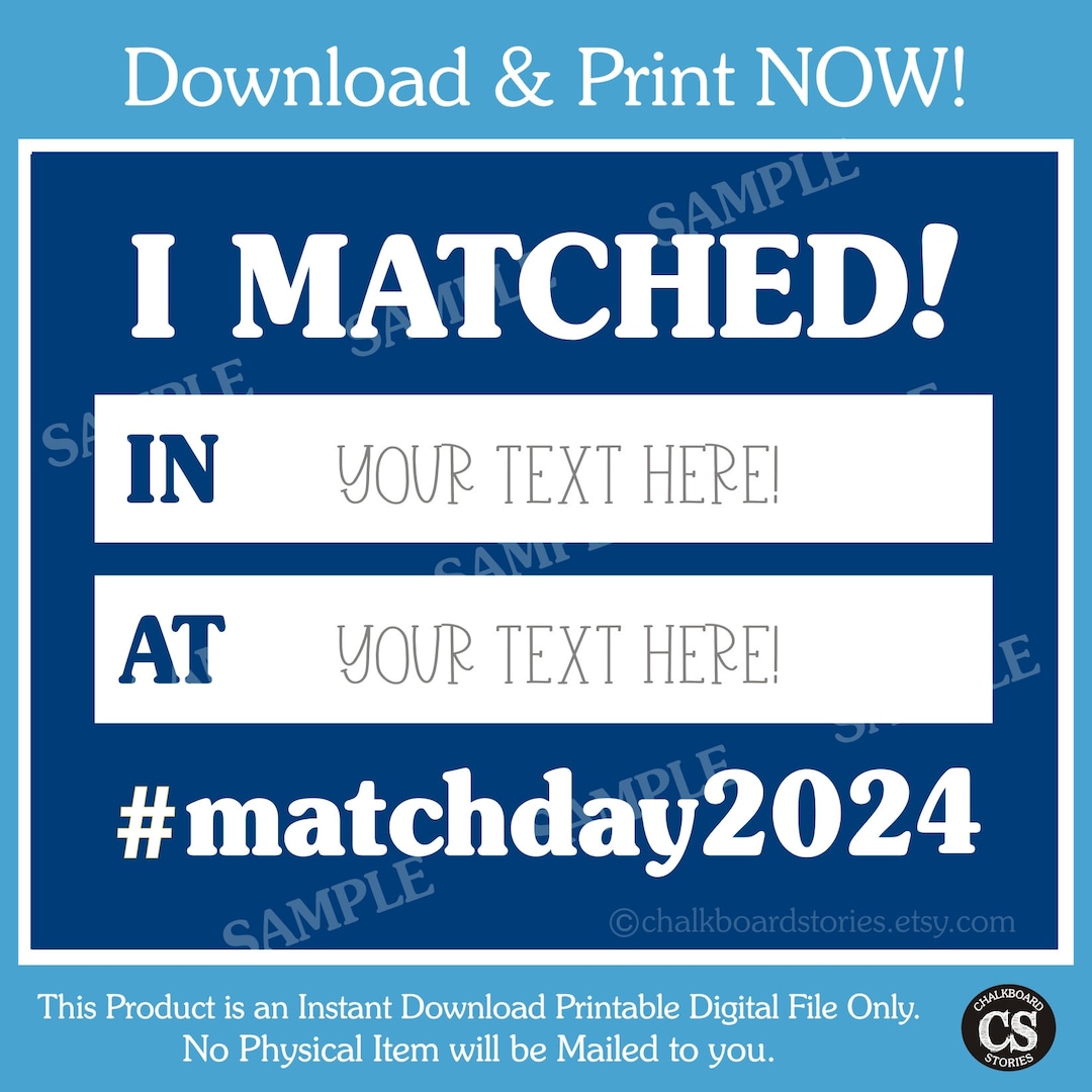 MATCH DAY Sign Residency Medical Doctor Sign, Match Day Printable ...