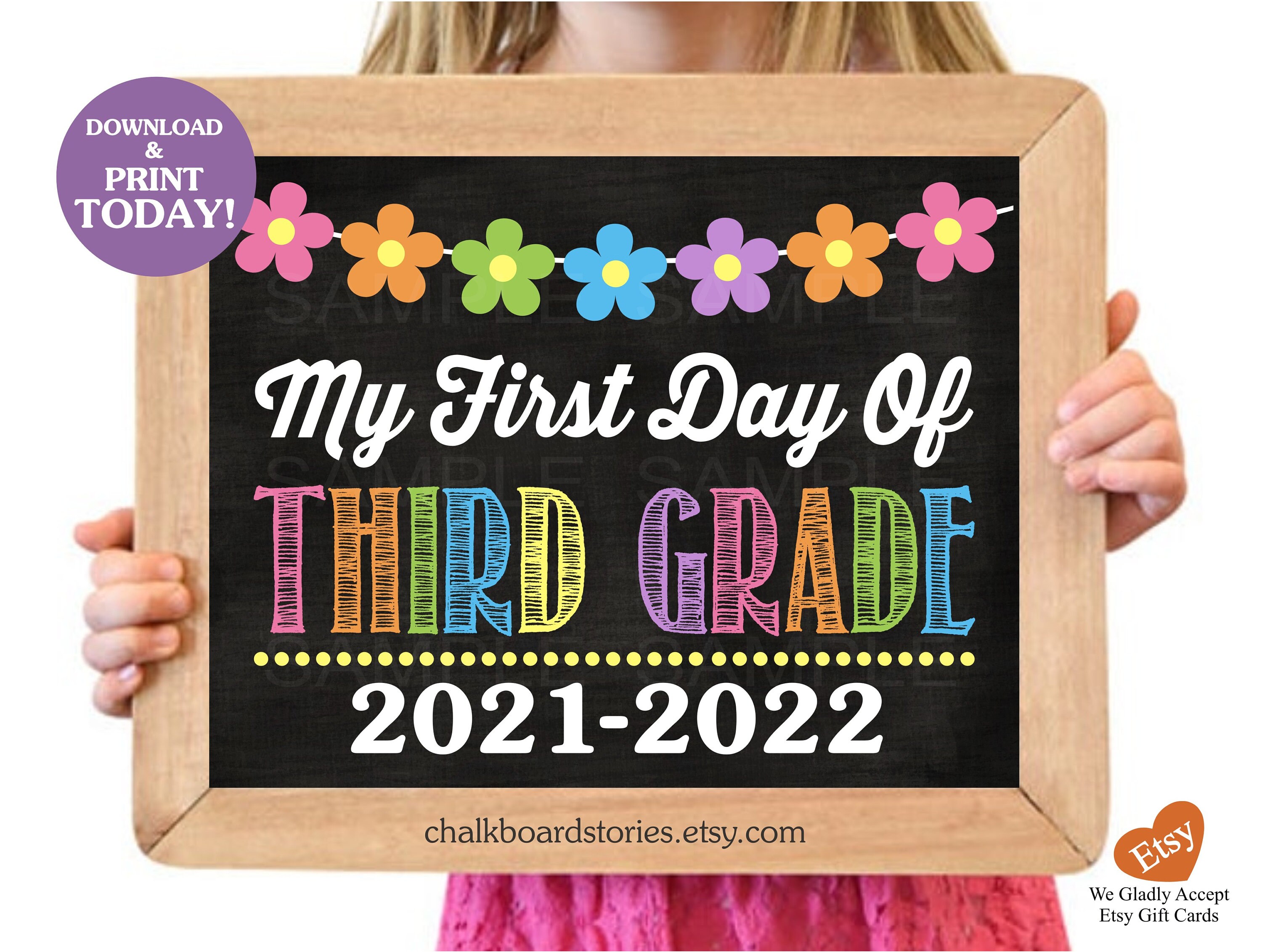 First Day of Third Grade Sign First Day of 3rd Grade Rainbow | Etsy