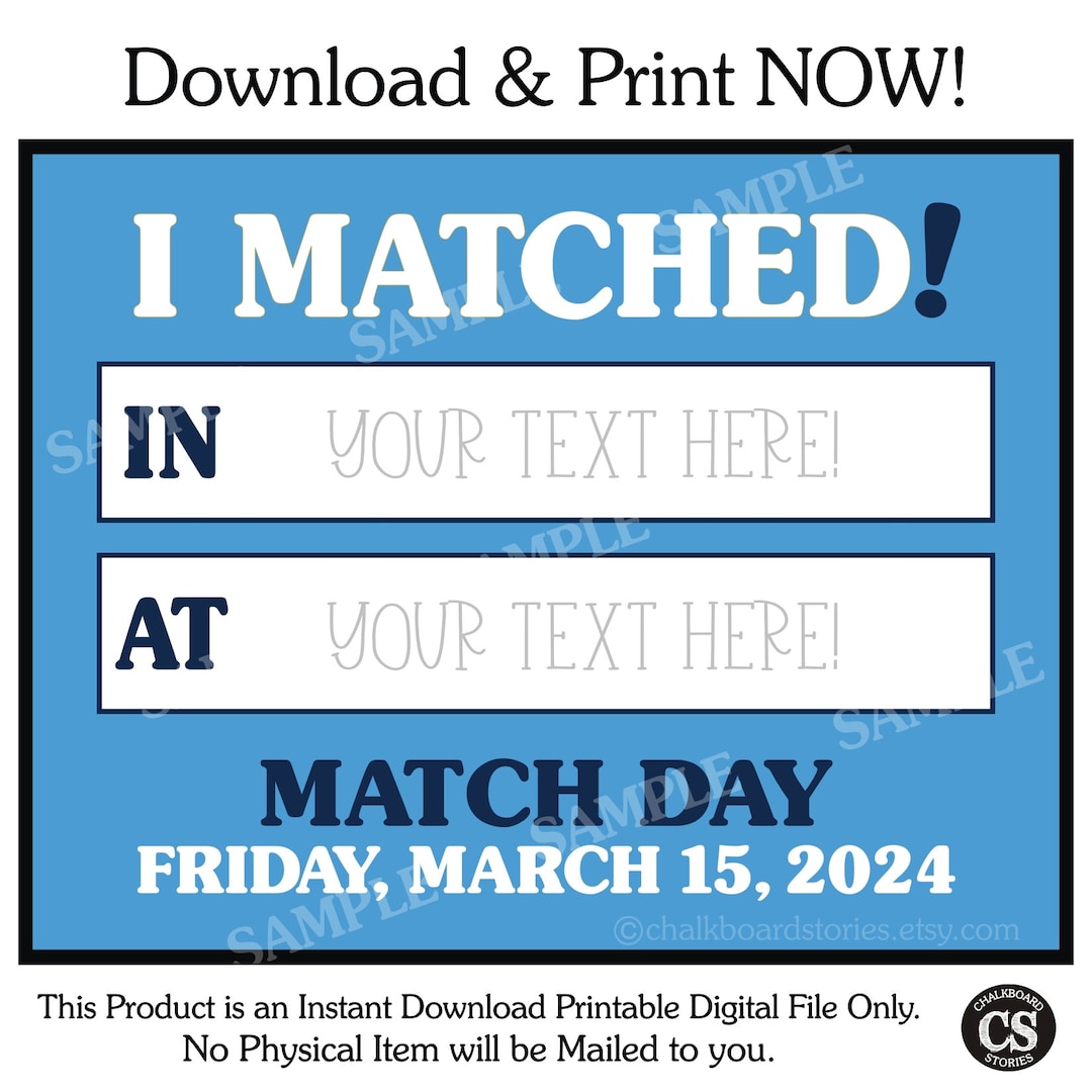 MATCH DAY Sign Residency Medical Doctor Sign, Match Day Printable ...