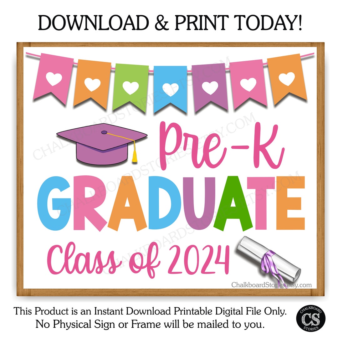 PRE-K Graduation Sign, Prek Graduate Sign, Last Day of Prek, Class of ...