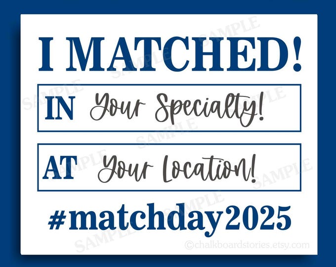 Match Day Sign, Residency Medical Doctor Sign, 2025 Match Day Printable ...