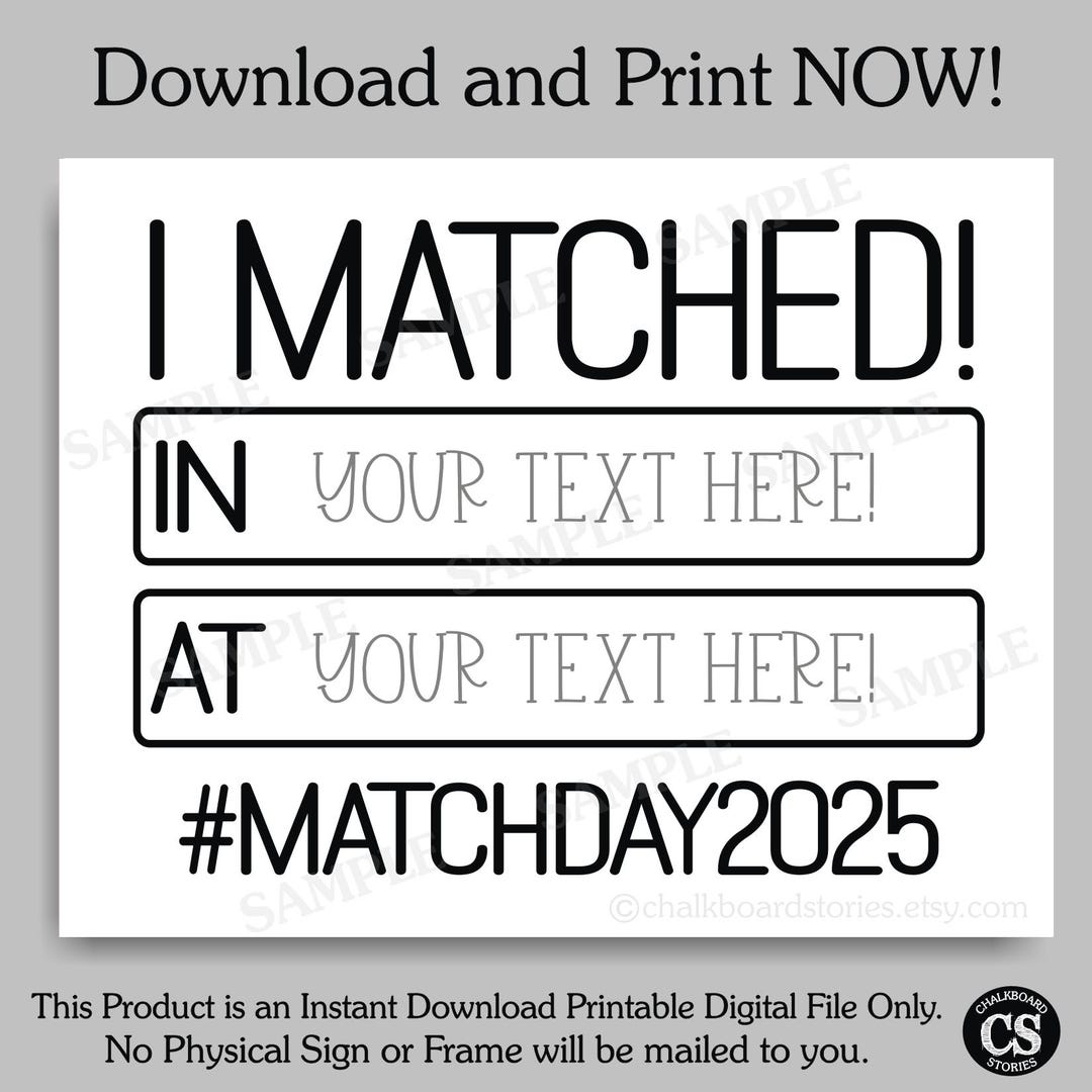 Match Day Residency Sign, Minimalist Medical Doctor Sign, 2025 Match ...