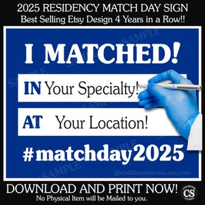 MATCH DAY Sign, 2025 Residency Medical Doctor Sign, Match Day Printable ...