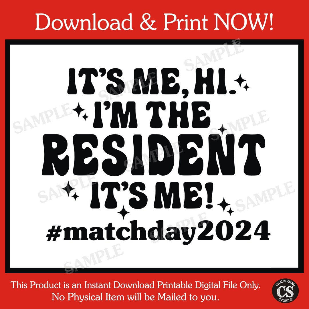MATCH DAY Residency Medical Doctor Sign It's Me Hi. - Etsy