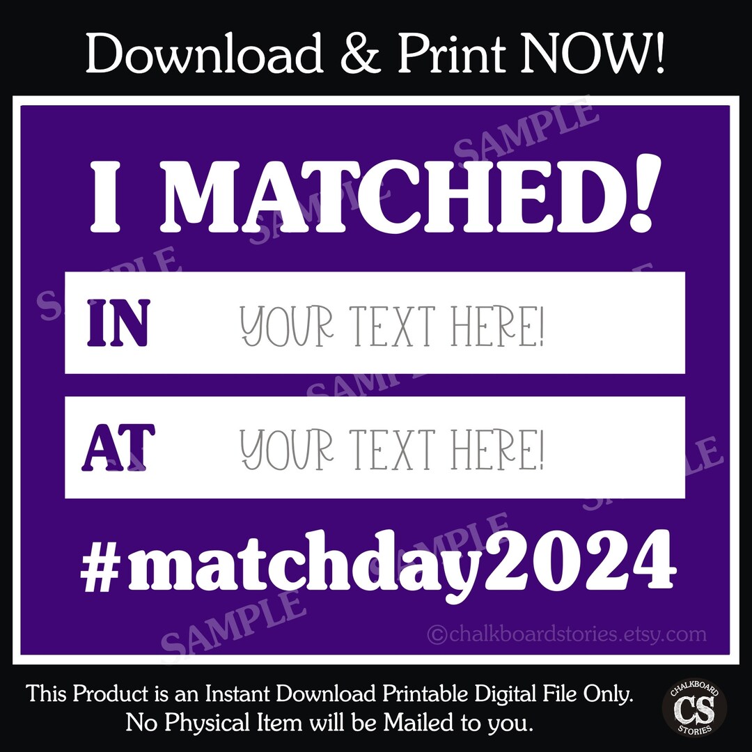 MATCH DAY Sign Residency Medical Doctor Sign, Match Day Printable ...