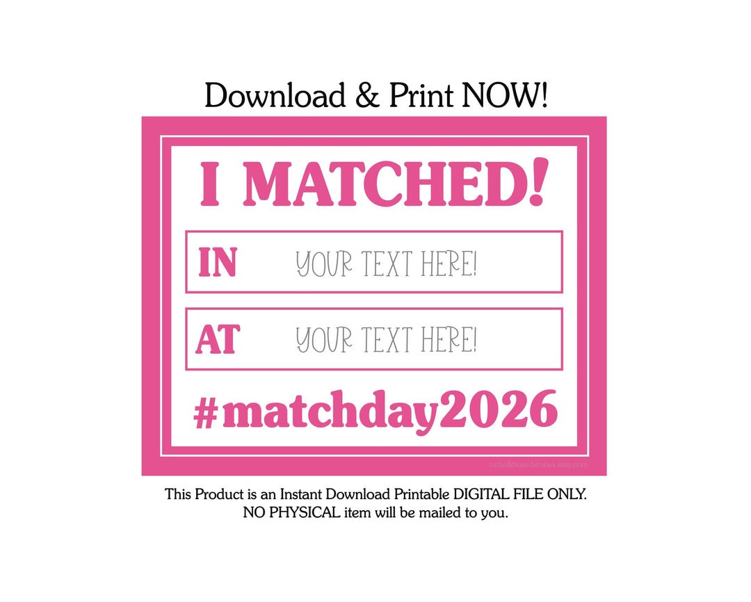 Match Day Sign 2026, Editable Residency Doctor Graduation Sign, Match ...