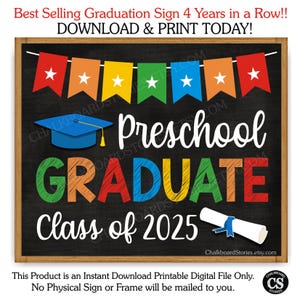PRESCHOOL GRADUATION Sign, Last Day of Preschool Sign, Printable ...