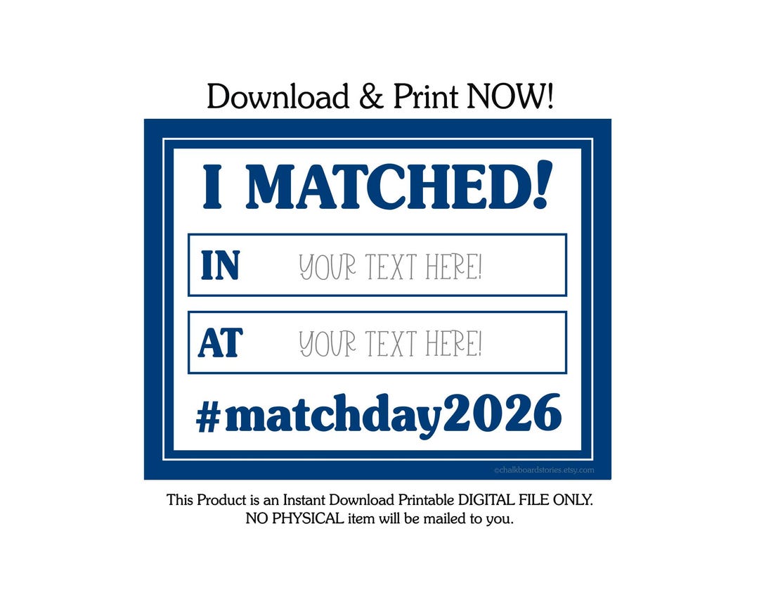 Match Day Residency 2026 Sign, Editable Medical Doctor Graduation Sign ...