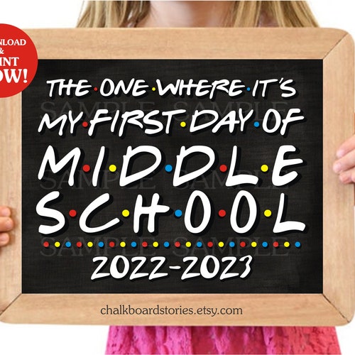 1st Day of Middle School Sign First Day of 6th Grade Sign - Etsy