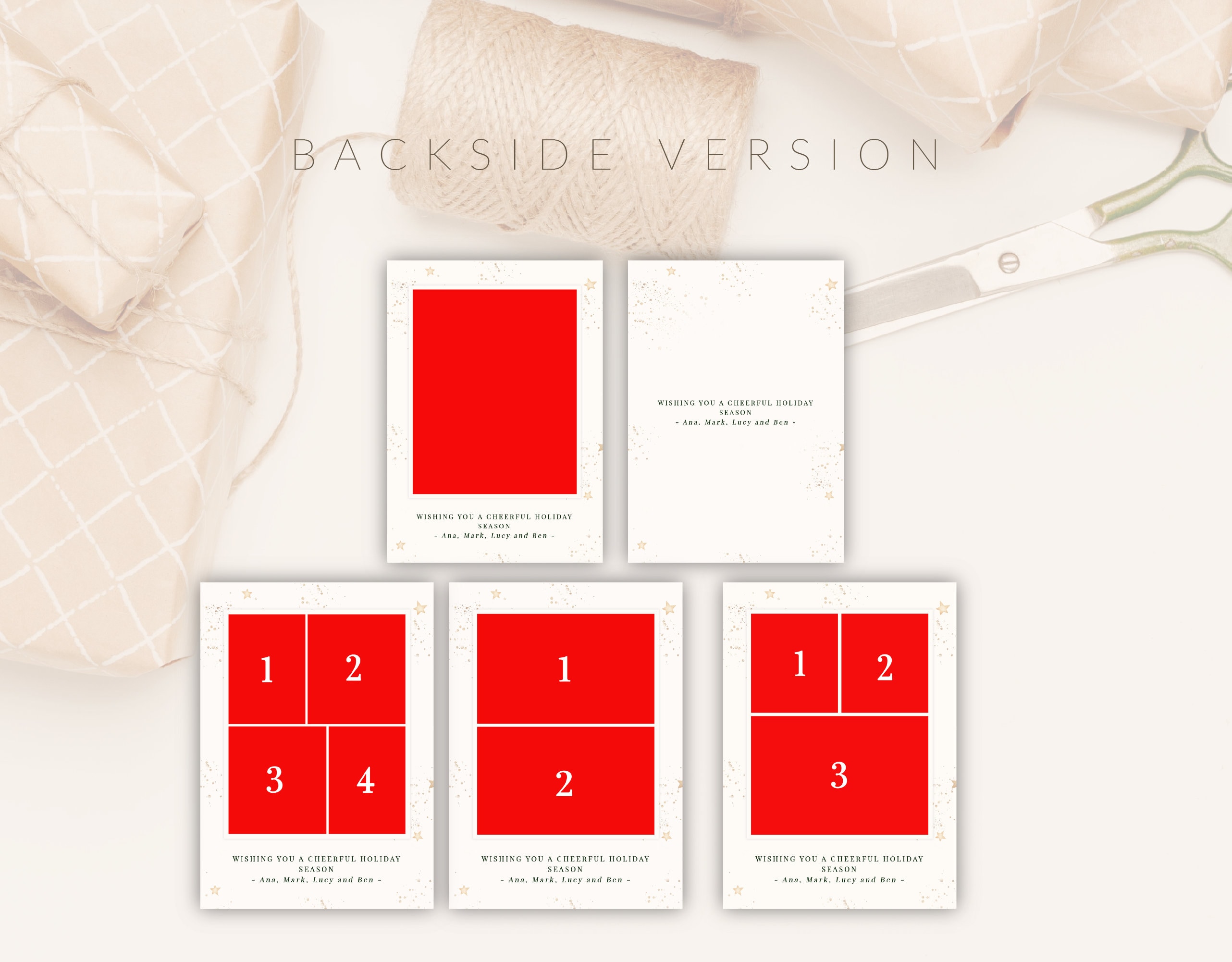 Gold Christmas Card Template Bundle Glitter Holiday Card - Etsy