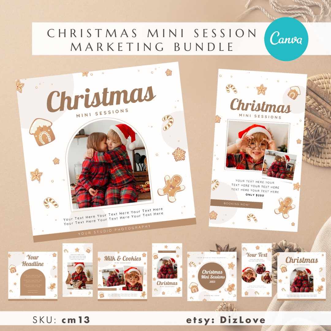 CANVA Christmas Post and Story Bundle, Mini Session Template, Milk ...