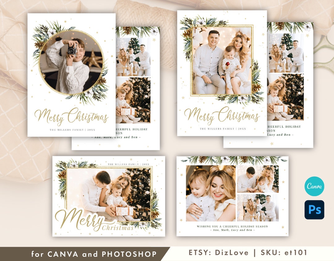 Christmas Card Template Bundle, Holiday Card Bundle, Christmas Card ...