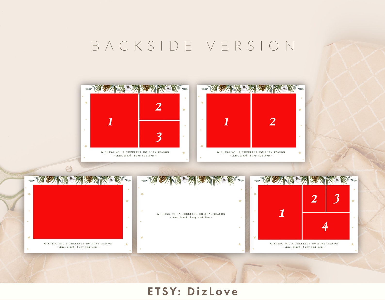 Christmas Card Template 5x7photo Card Canva/photoshop Card | Etsy